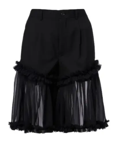 Comme Des Garçons Ruffled Tulle And Wool Shorts