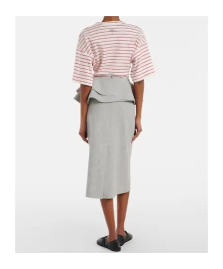 Plan C Ruffled Cotton-blend Midi Skirt