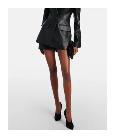Alex Perry Croc-effect Leather Shorts