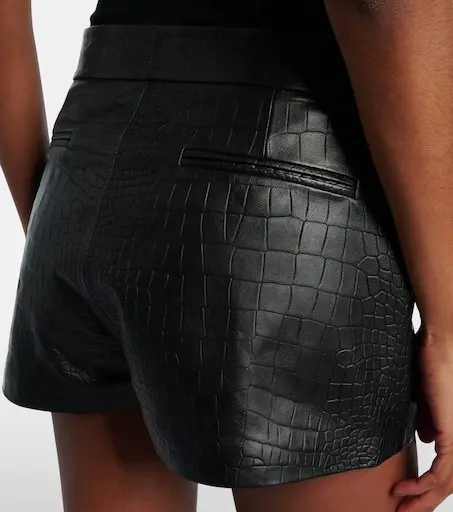 Alex Perry Croc-effect Leather Shorts