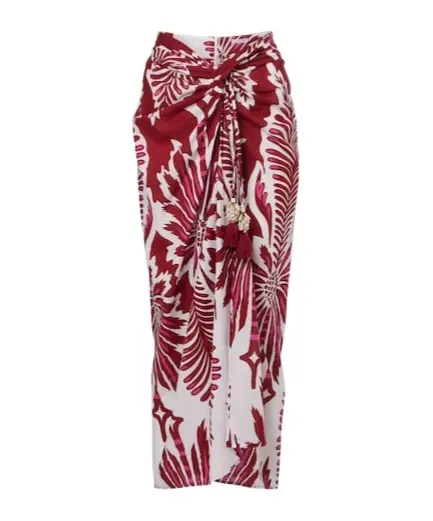 Poupette St Barth Uma Floral Gathered Cotton Midi Skirt - Pink