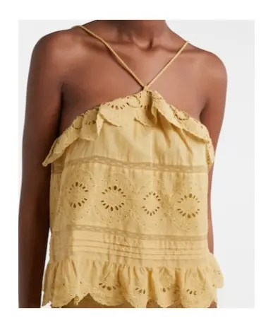 Isabel Marant Étoile Embroidered Ruffled Halterneck Cotton Top
