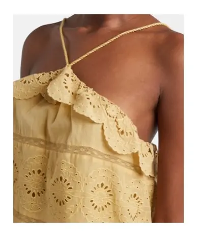 Isabel Marant Étoile Embroidered Ruffled Halterneck Cotton Top
