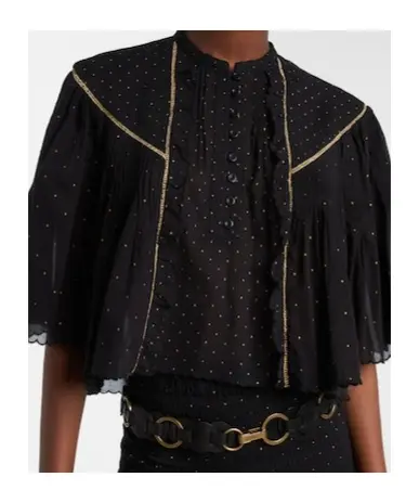 Isabel Marant Étoile Veenia Embellished Cropped Cotton Top