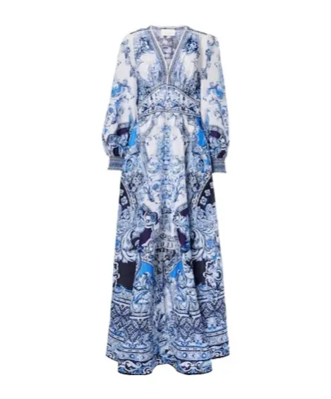 Camilla Printed Linen And Silk Maxi Dress