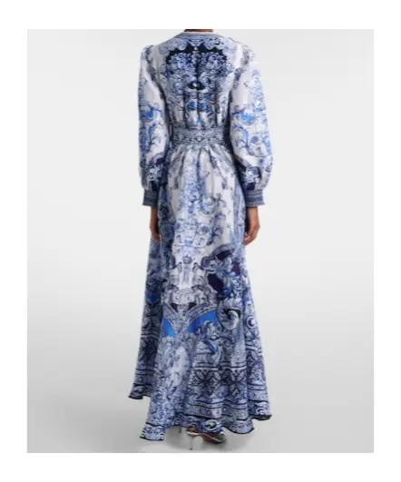 Camilla Printed Linen And Silk Maxi Dress