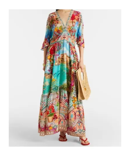 Camilla Embellished Printed Silk Maxi Dress