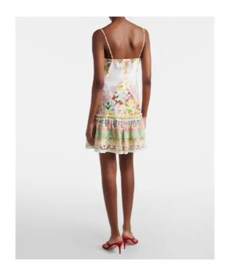 Camilla Bow Detail Floral Cotton Minidress - Nude