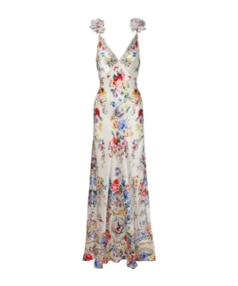 Camilla Embellished Floral Silk Maxi Slip Dress