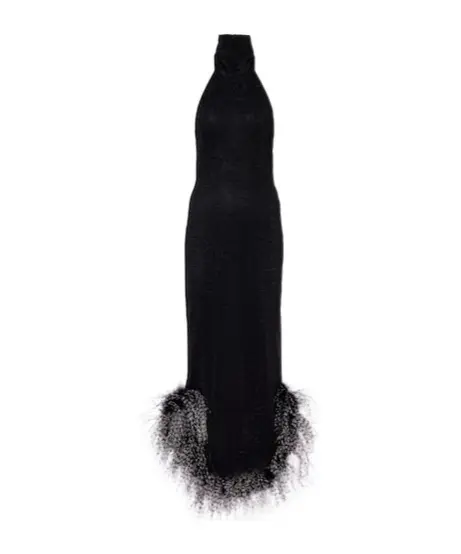 Oseree Halter Neck Dress - Black