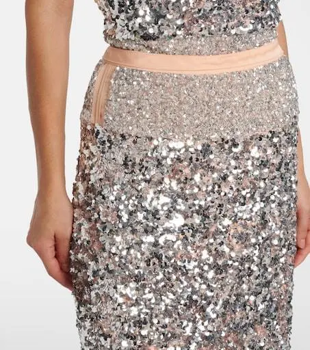 Rabanne Sequined Jersey Midi Skirt