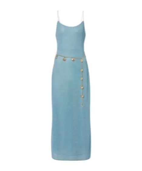 Oseree Spaghetti Strap Dress With Seashell Pendant Chain Belt