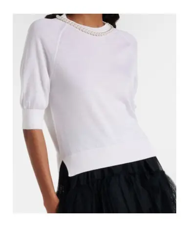 Simone Rocha Embellished Wool And Silk Top