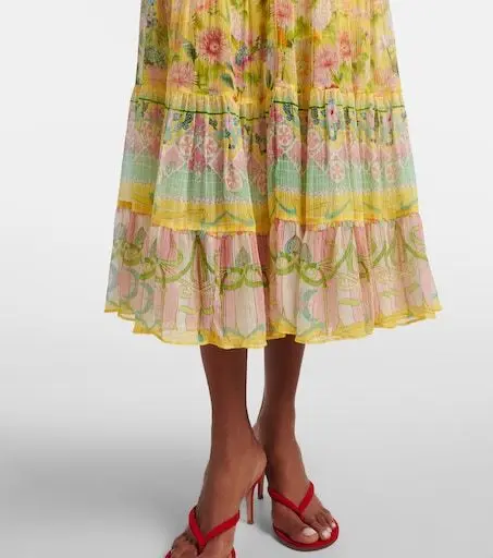 Camilla Printed Ruffled Silk Chiffon Midi Dress