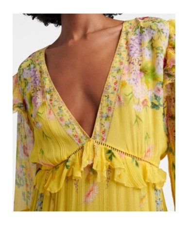 Camilla Printed Ruffled Silk Chiffon Midi Dress