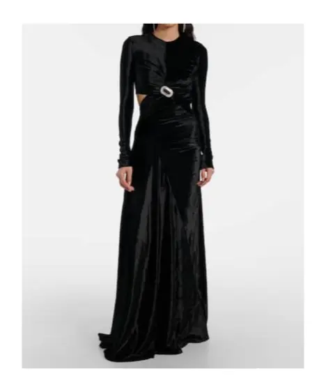 Rabanne Asymmetrical Draped Velvet Gown