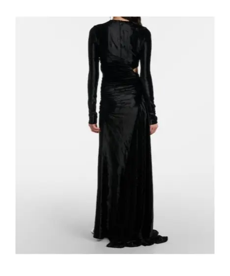 Rabanne Asymmetrical Draped Velvet Gown