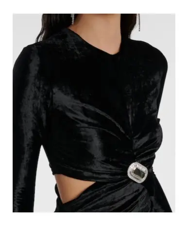 Rabanne Asymmetrical Draped Velvet Gown