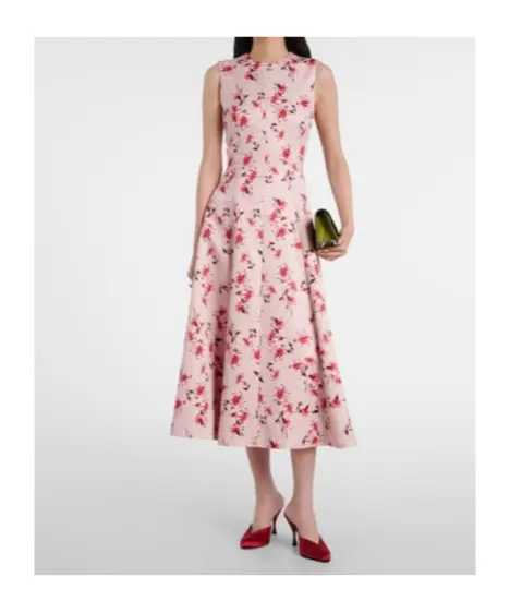 EMILIA WICKSTEAD Mara Floral Taffeta Midi Dress - Pink