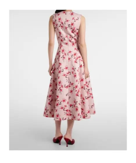 EMILIA WICKSTEAD Mara Floral Taffeta Midi Dress - Pink