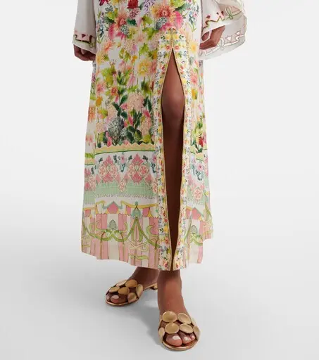 Camilla Cutout Floral Linen Kaftan