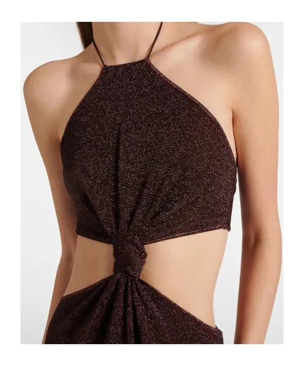 Oseree Lumière Cutout Halterneck Maxi Dress