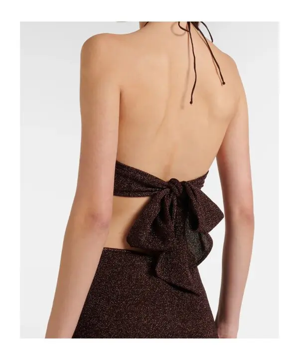 Oseree Lumière Cutout Halterneck Maxi Dress