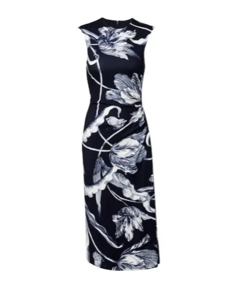 Erdem Draped Floral Jersey Midi Dress
