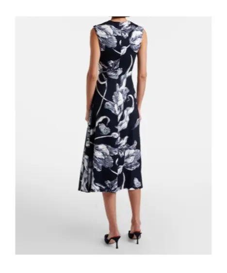 Erdem Draped Floral Jersey Midi Dress