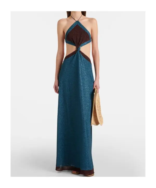 Oseree Lumière Cutout Halterneck Maxi Dress