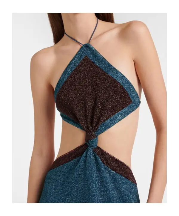 Oseree Lumière Cutout Halterneck Maxi Dress