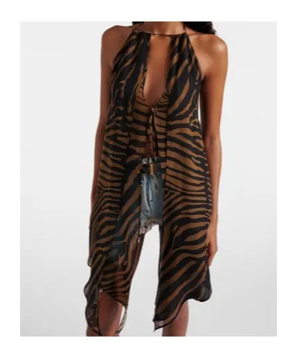 Blumarine Printed Asymmetric Halterneck Top