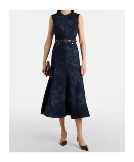 Erdem Floral Denim Midi Dress