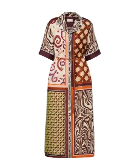 ALEMAIS Wilson Printed Linen And Silk Shirt Dress - Nude