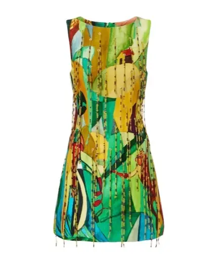 ALEMAIS Mokshini Beaded Linen-blend Minidress