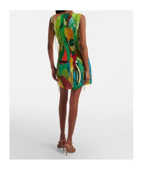 ALEMAIS Mokshini Beaded Linen-blend Minidress