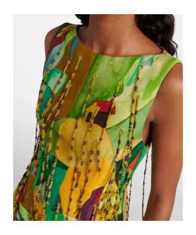 ALEMAIS Mokshini Beaded Linen-blend Minidress