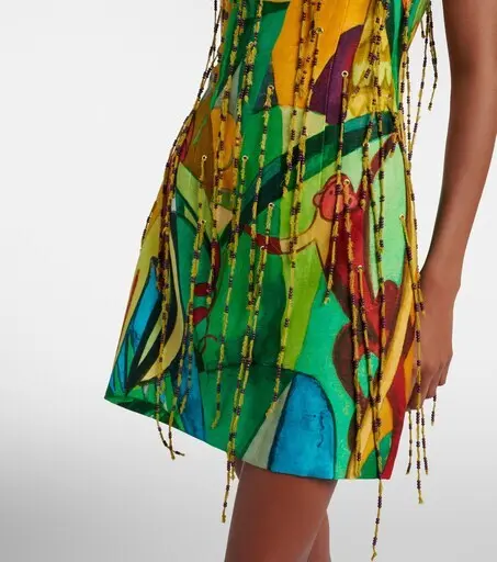 ALEMAIS Mokshini Beaded Linen-blend Minidress