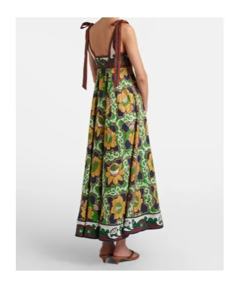 ALEMAIS Liana Ballet Printed Linen Midi Dress
