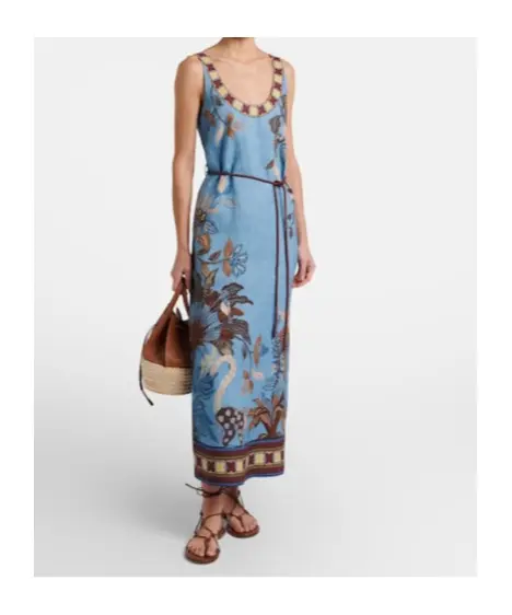 ALEMAIS Georgie Printed Linen Midi Dress
