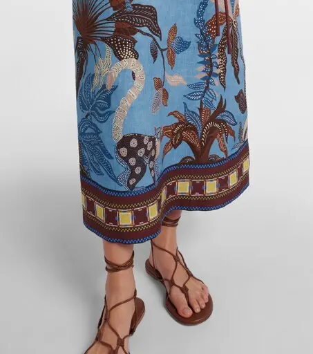 ALEMAIS Georgie Printed Linen Midi Dress
