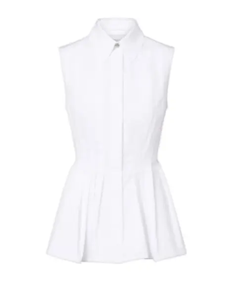 Sportmax Certosa Peplum Cotton Poplin Shirt - White