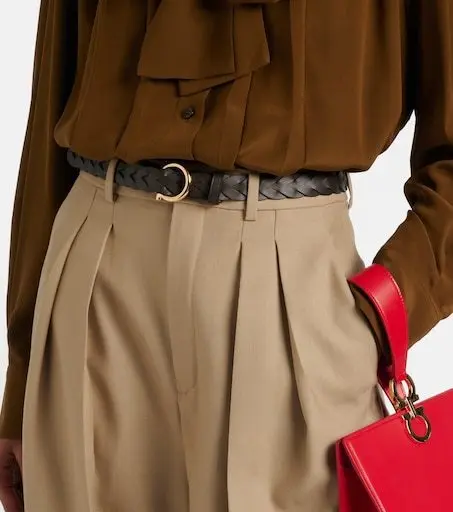 FERRAGAMO Gancini Braided Leather Belt