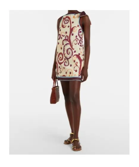ALEMAIS Wilson Printed Linen And Silk Minidress