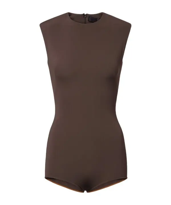 MUGLER Knitted Sleeveless Bodysuit - Brown