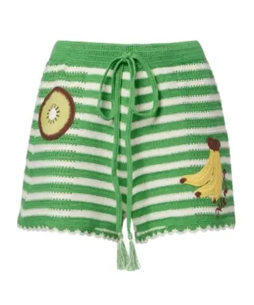 ALEMAIS Embroidered Striped Cotton Shorts - Green