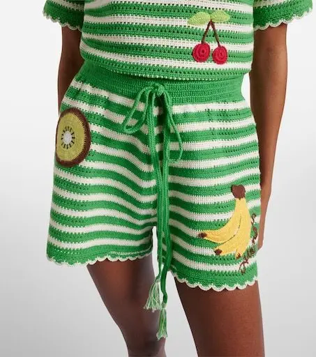 ALEMAIS Embroidered Striped Cotton Shorts