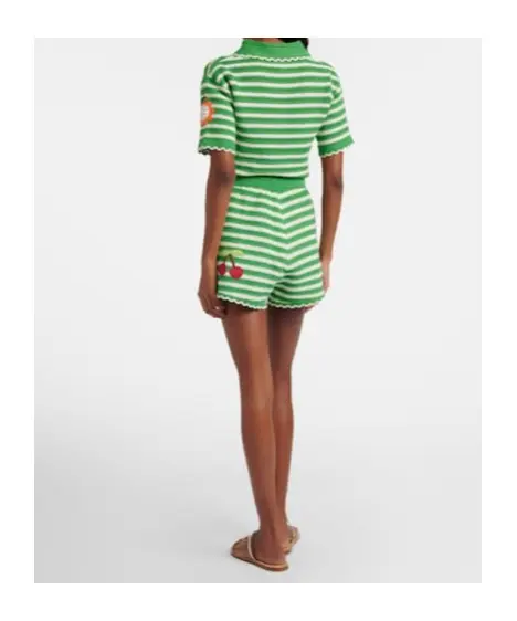 ALEMAIS Embroidered Striped Cotton Shorts