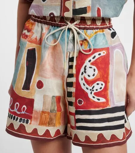 ALEMAIS Printed Linen Bermuda Shorts