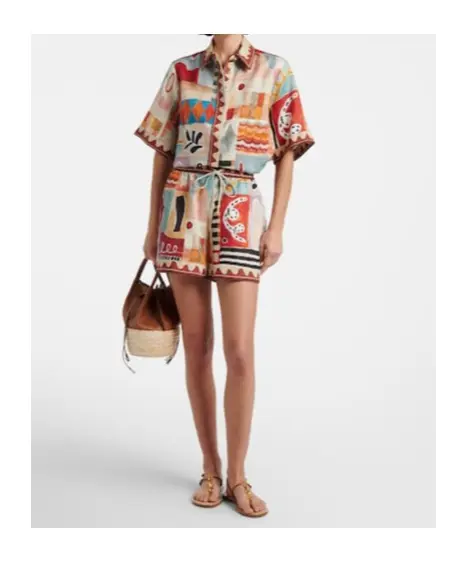 ALEMAIS Printed Linen Bermuda Shorts